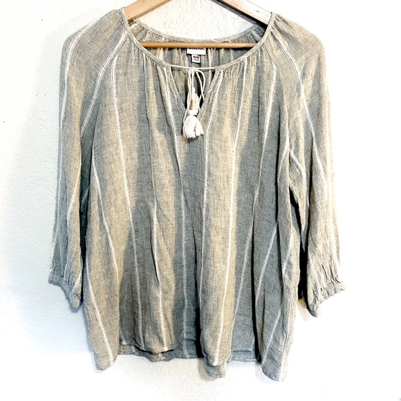 Merona | Tops | Gauzy Linen Peasant Top | Poshmark